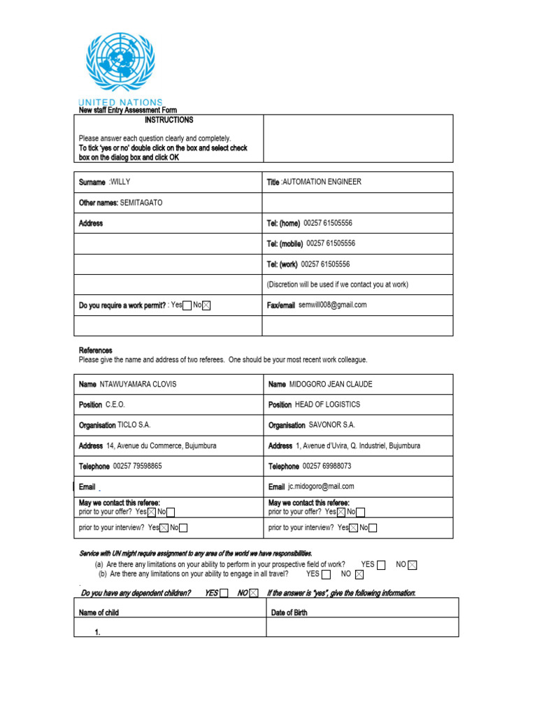 New Staff Entry Assessment Form | Download Free PDF | Justice | Crime ...
