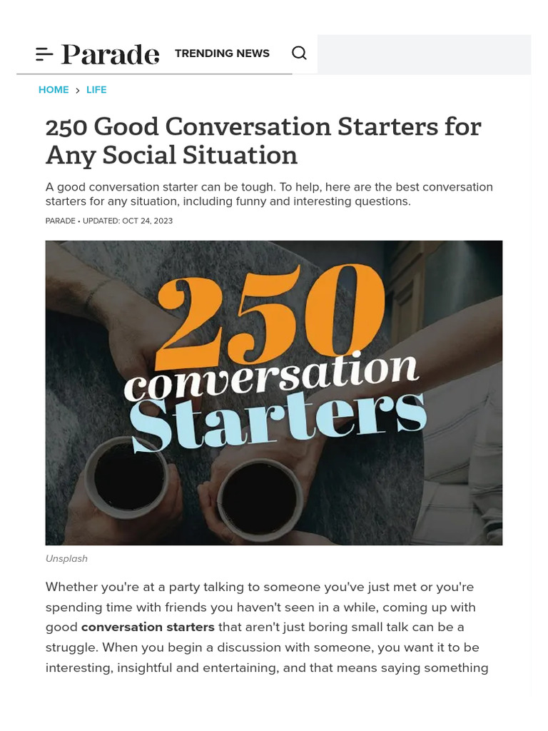 250 Conversation Starters | PDF | Conversation