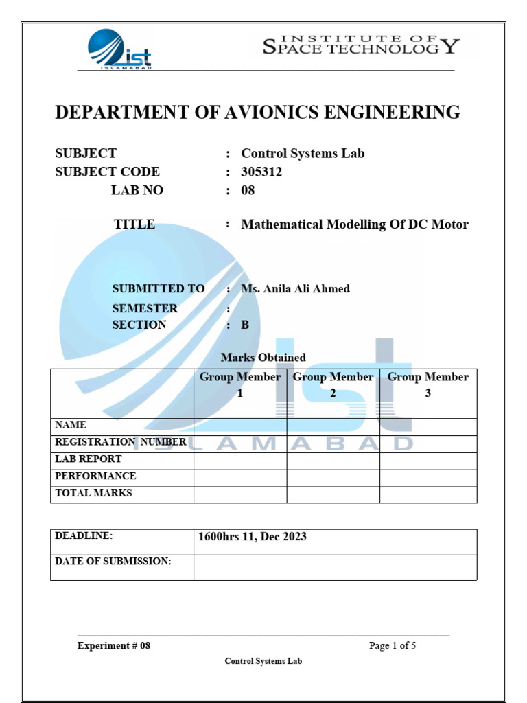 8-Mathematical Modelling of DC Motor | PDF
