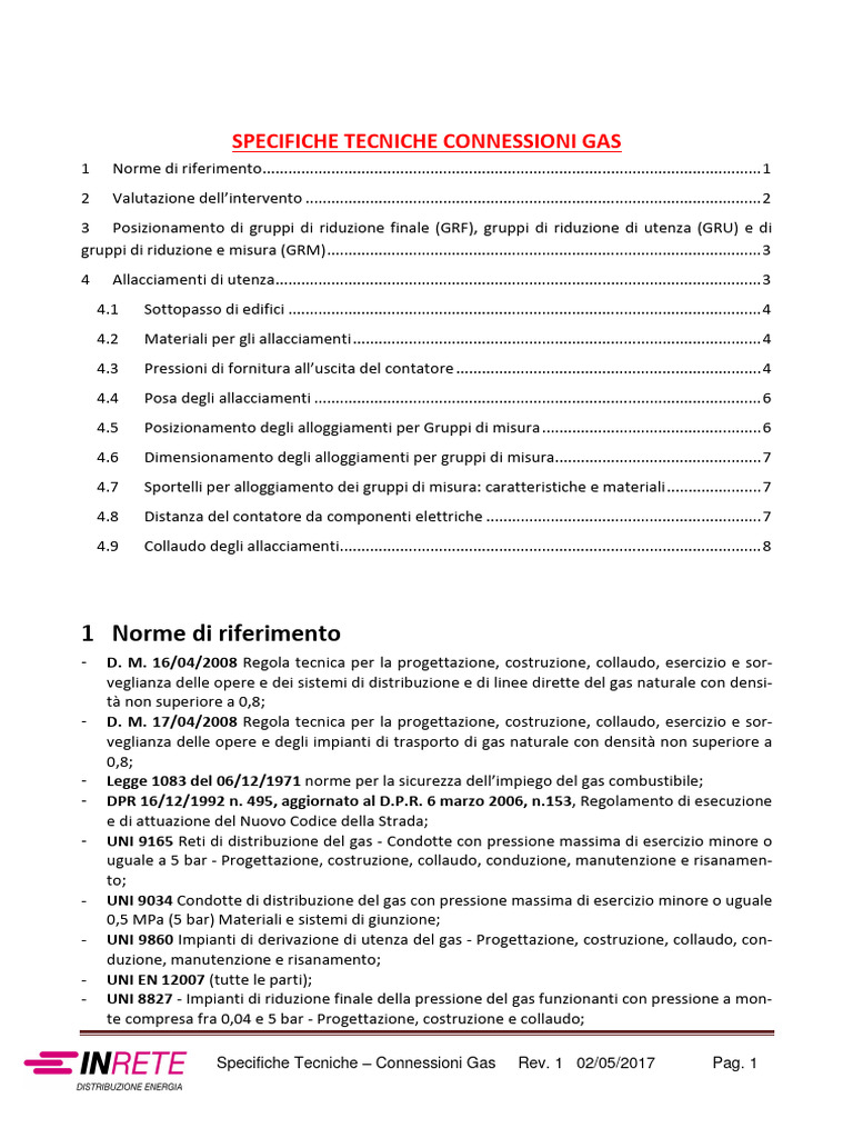 Hera Specifiche Tecniche Connessioni Gas | PDF