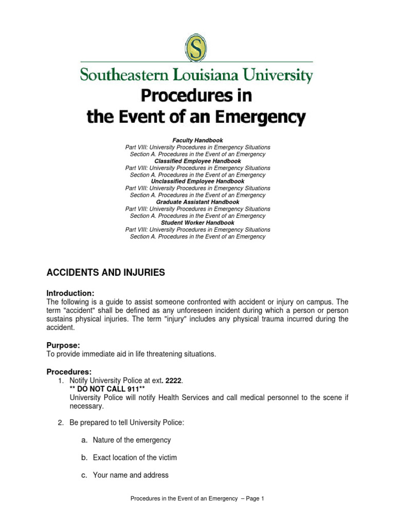Emergency Procedures | PDF