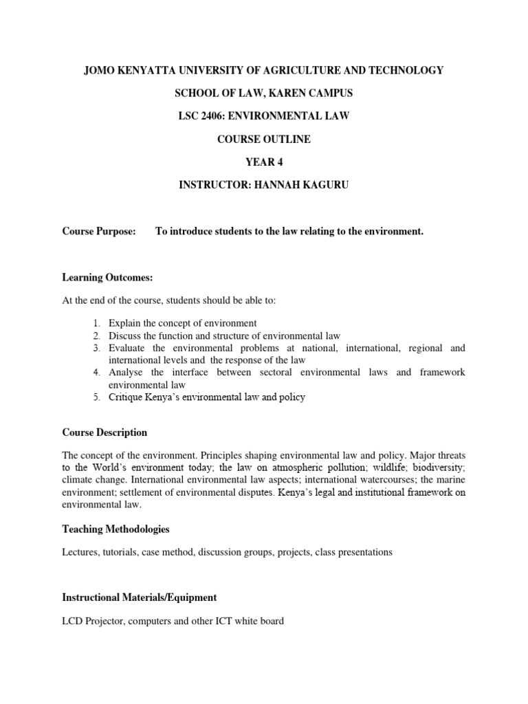 Environmental Law Courseoutline | PDF