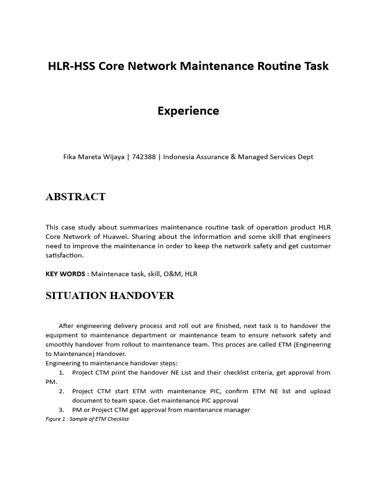 HLR-HSS Core Network Maintenance Routine Task Experience | PDF | Computing | Telecommunications