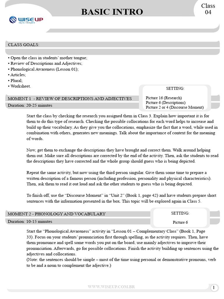 BASIC INTRO CLASS IV | PDF | Grammatical Number | Plural