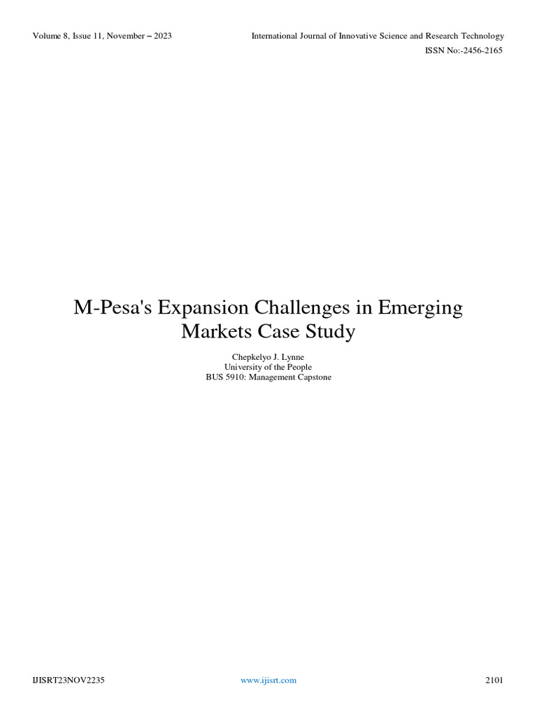 M-Pesa's Expansion Challenges in Emerging Markets Case Study | PDF ...