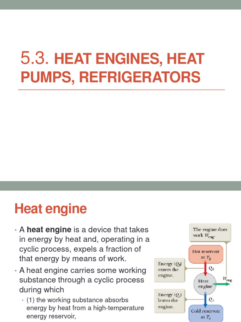 Lecture 5.3 - Heat Engine | PDF | Heat | Heat Pump