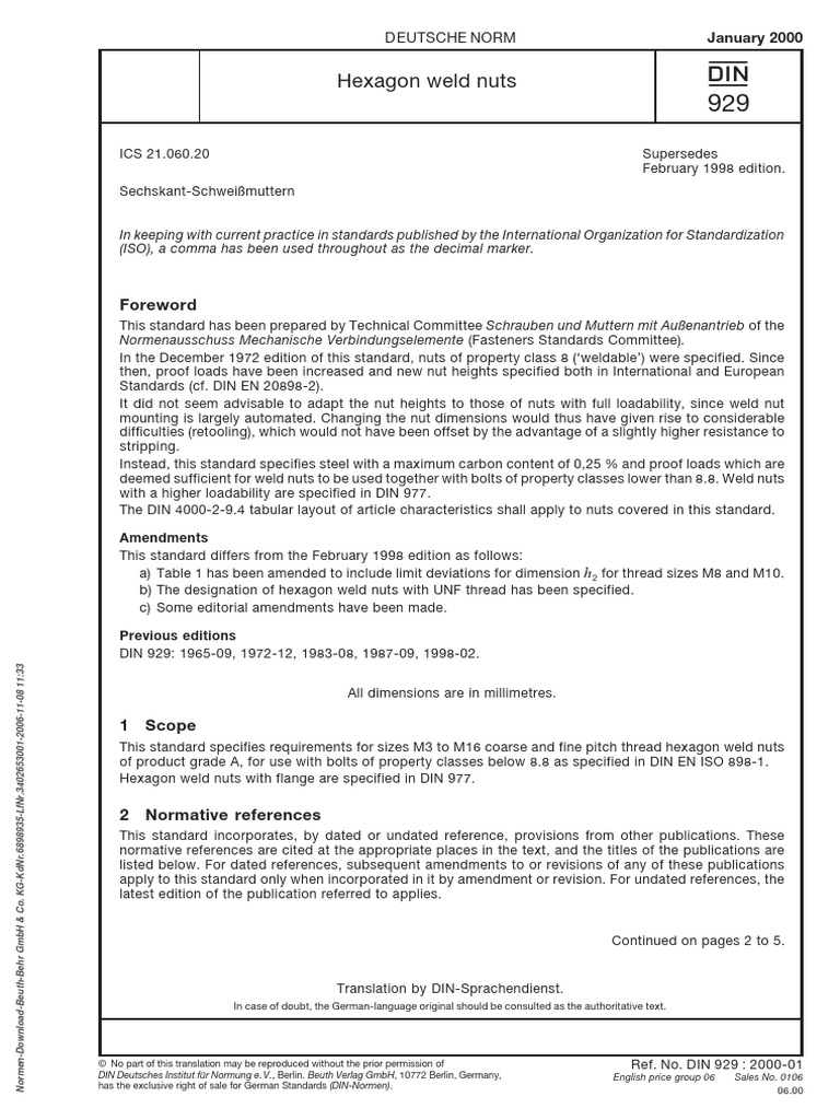 DIN 929 Janeiro de 2000 | PDF