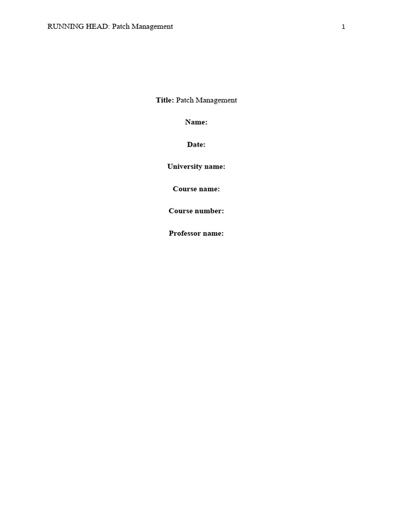 Patch Management Pdf Vulnerability Computing Software Engineering