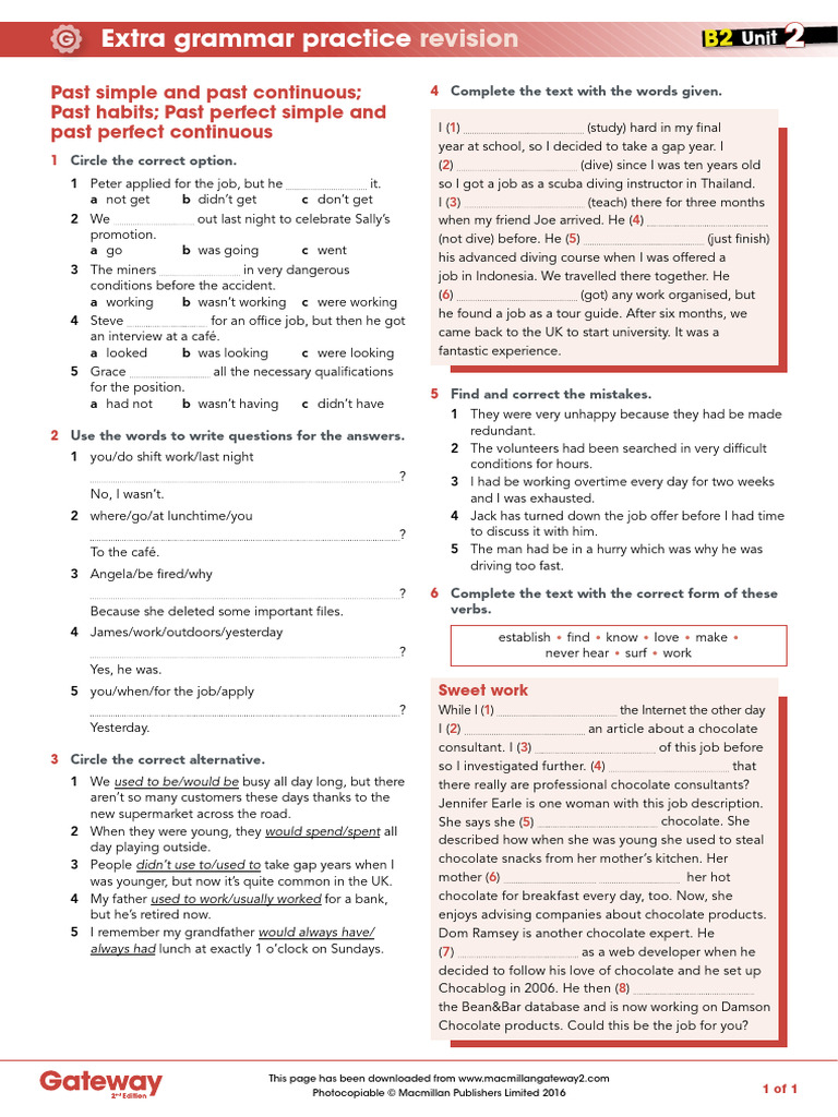 B2 UNIT 2 Extra Grammar Practice Extension | PDF | Scuba Diving