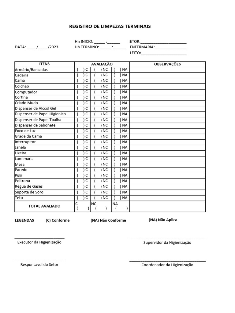 Check List de Limpeza Terminal | PDF