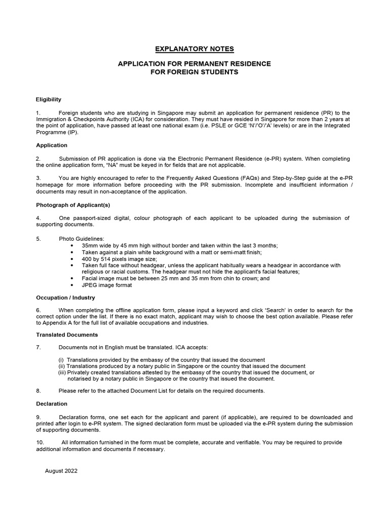Explanatory Notes and Document List For Foreign Students | PDF | Government Explanatory Notes and Document List For Foreign Students | PDF | Government