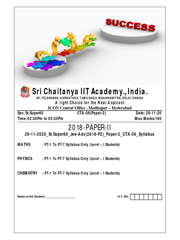 JEE Advanced 2018 Paper II Overview | PDF | Gases | Physical Sciences