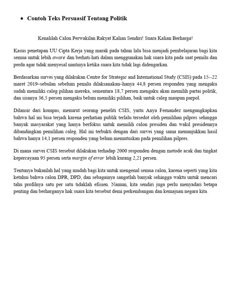 Contoh Teks Persuasif | PDF