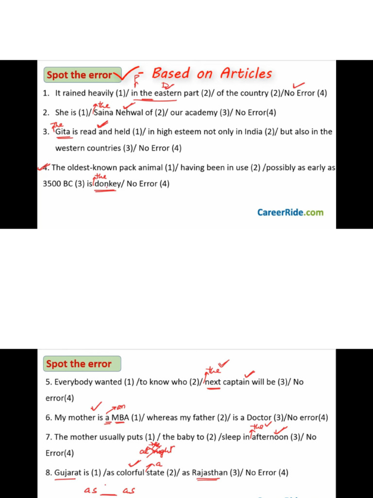 Spot The Error - For Placement Tests, Jobs & Exams - Articles - Error ...