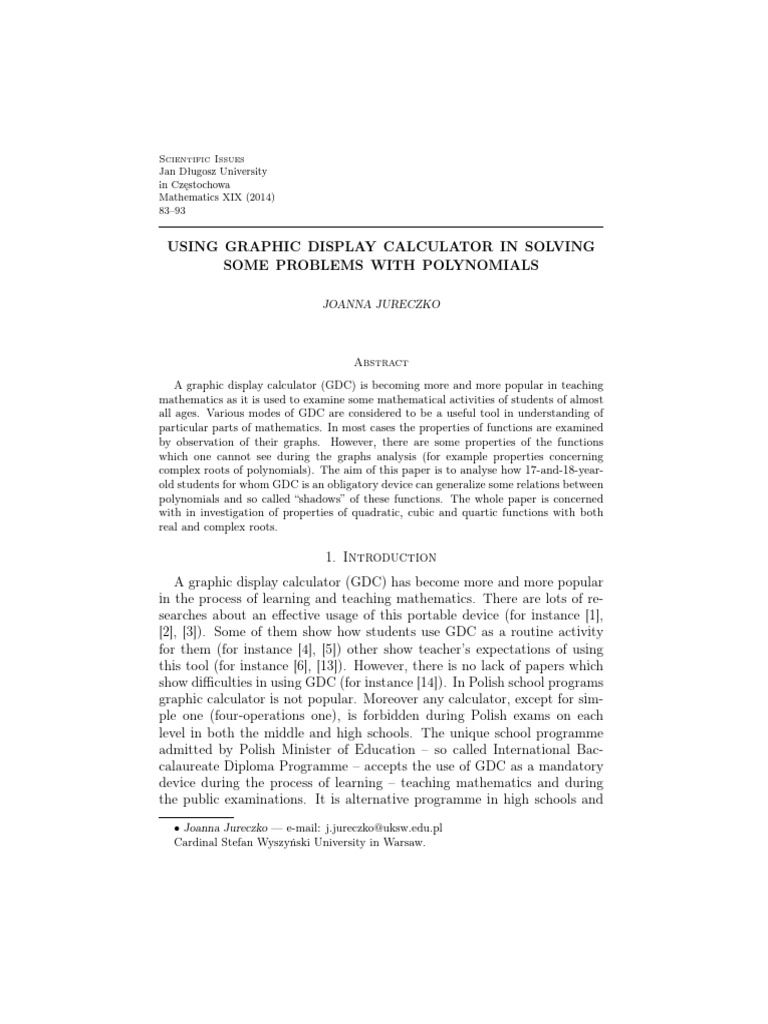 Using Graphic Display Calculator in | PDF | Function (Mathematics ...