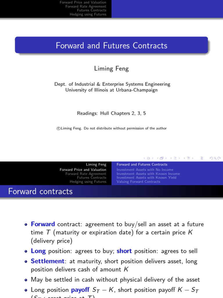 Lecture05 Forwards Futures | PDF | Futures Contract | Hedge (Finance)