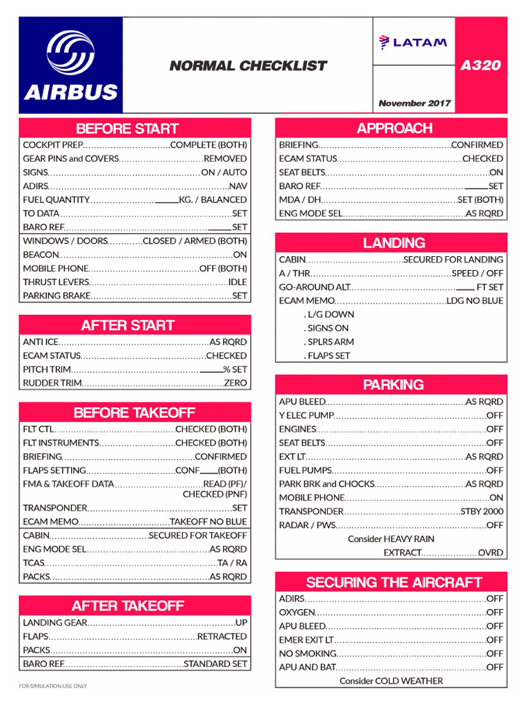 LATAM Checklist (Pink) PDF | PDF
