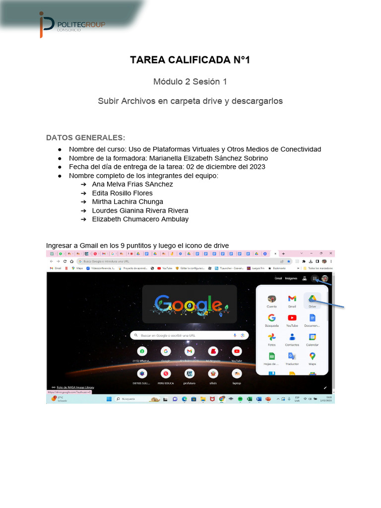 Tarea Calificada Modulo 2 Sesion 1 Tarea 1 Grupo 1 | PDF