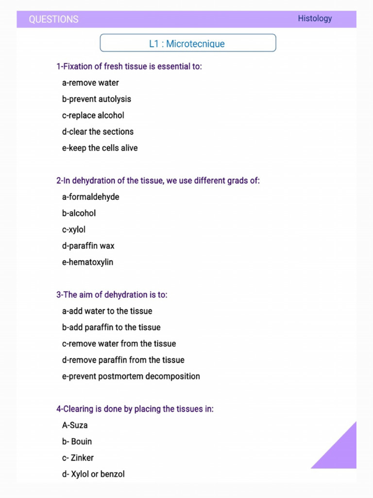 اسئلة microtechniques | PDF