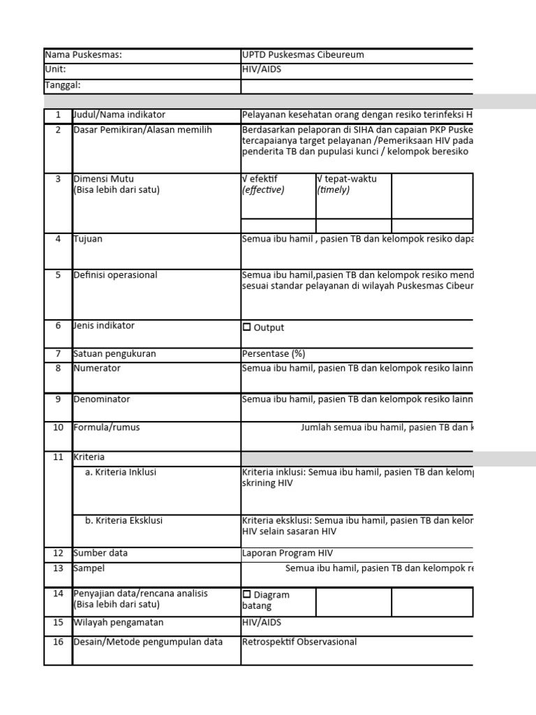 Indikator Mutu Hiv | PDF | Pengembangan Diri | Kesehatan Holistik