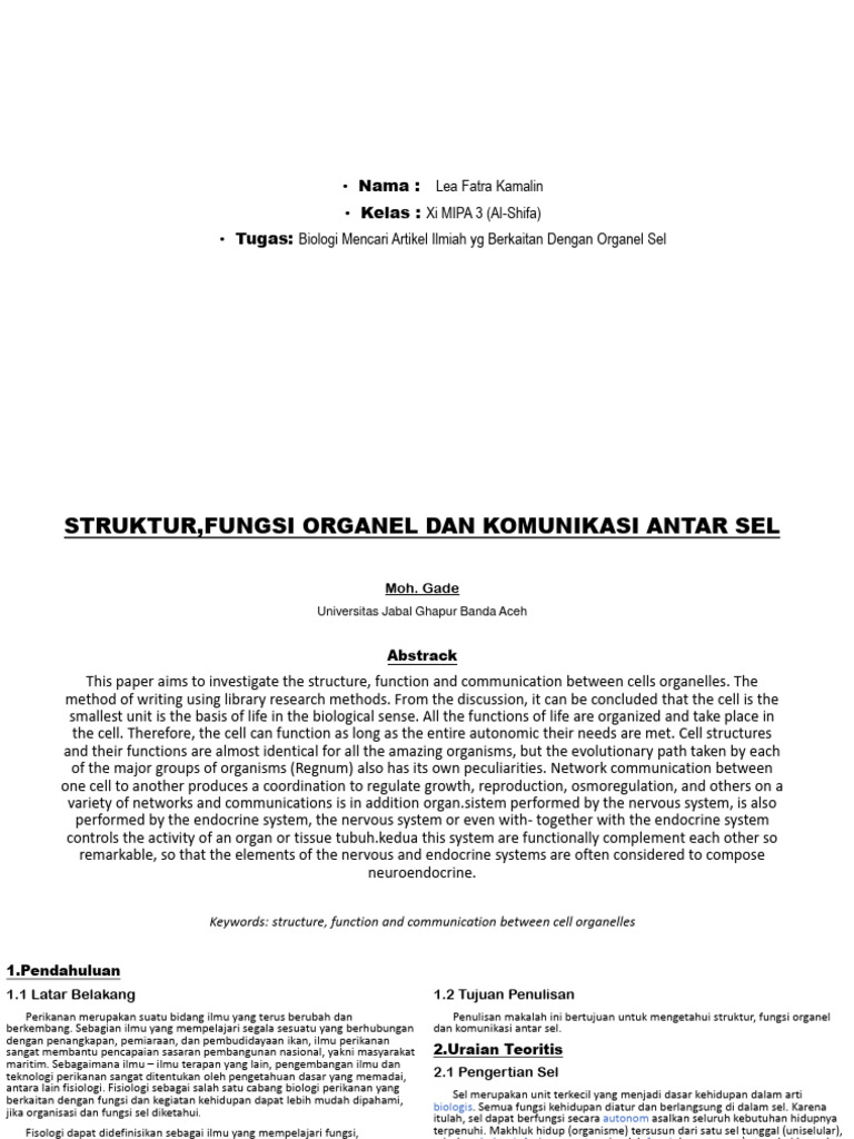 Nama: Lea Fatra Kamalin Kelas: Xi MIPA 3 (Al-Shifa) Tugas: Biologi ...
