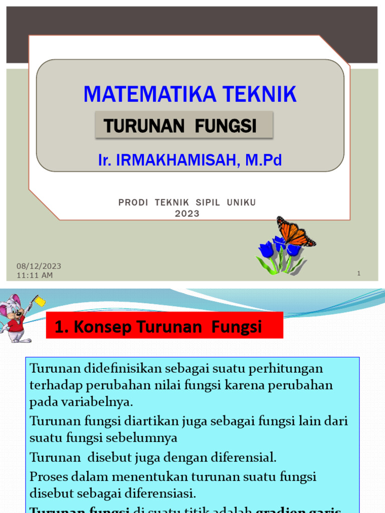 Konsep Turunan Fungsi (Pert. 5) | PDF | Metode & Bahan Ajar | Komputer