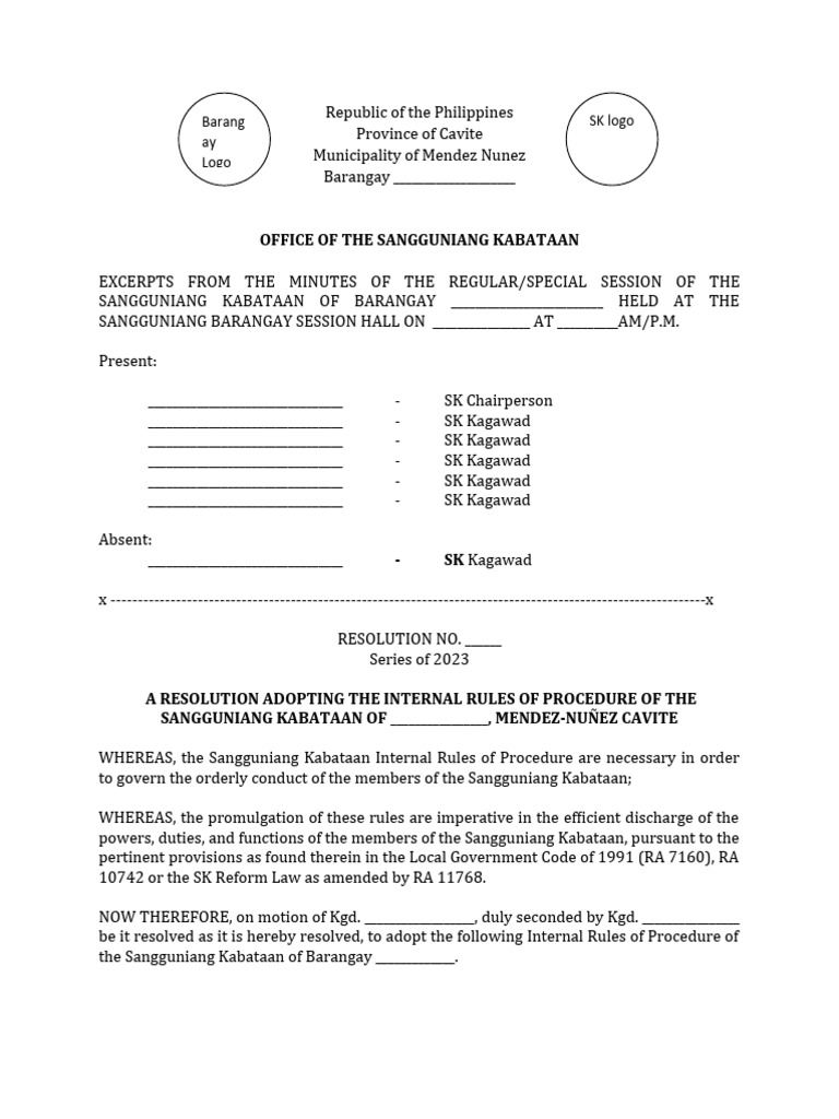 Sangguniang Kabataan IRP | PDF | Quorum | Committee