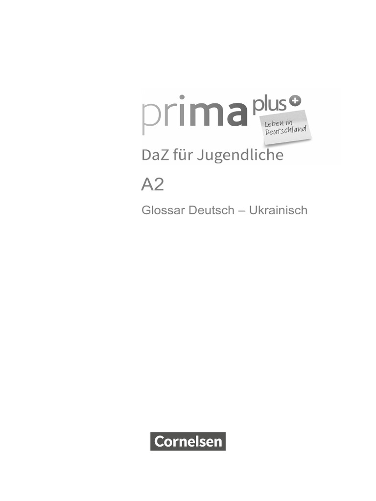 Prima Plus - Leben in Deutschland Glossar A2 | PDF