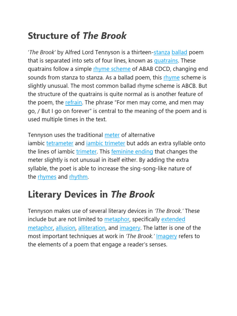 The Brook Poem | PDF | Poetry | Metre (Poetry)