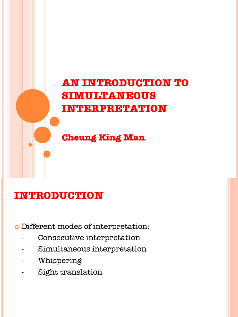 Simultaneous Interpretation Guide | PDF | Language Interpretation | Translations