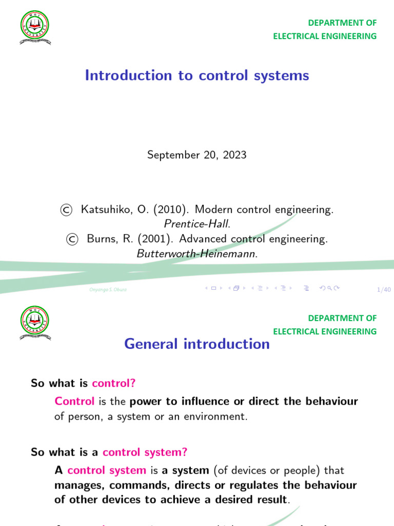 1 Introduction To Control Systems ALL@ | PDF | Control Theory ...