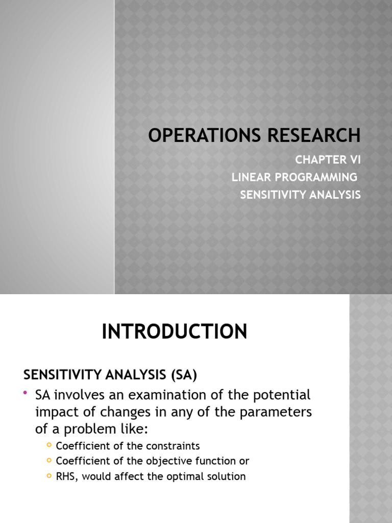 Operations Research - CH - IV Sensitivity Analysis | PDF | Mathematical Optimization ...