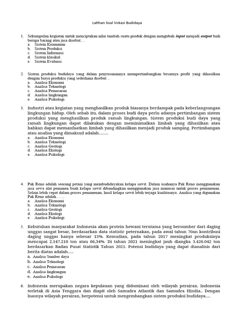 Latihan Soal Vokasi | PDF | Sains & Matematika