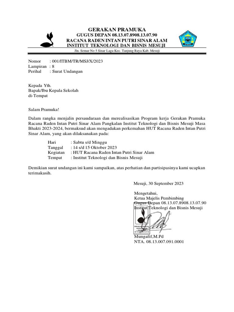 Undangan Hut Racana Itbm | PDF Undangan Hut Racana Itbm | PDF