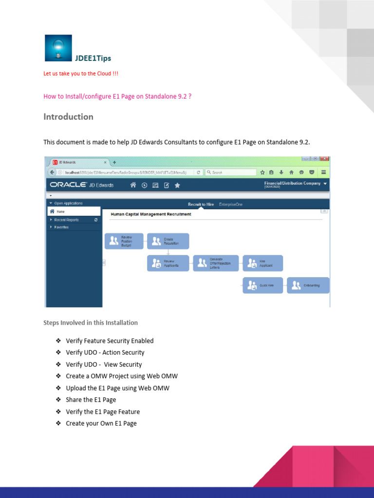 How To Install or Configure The E1Page On Standalone 9.2 | PDF | World ...