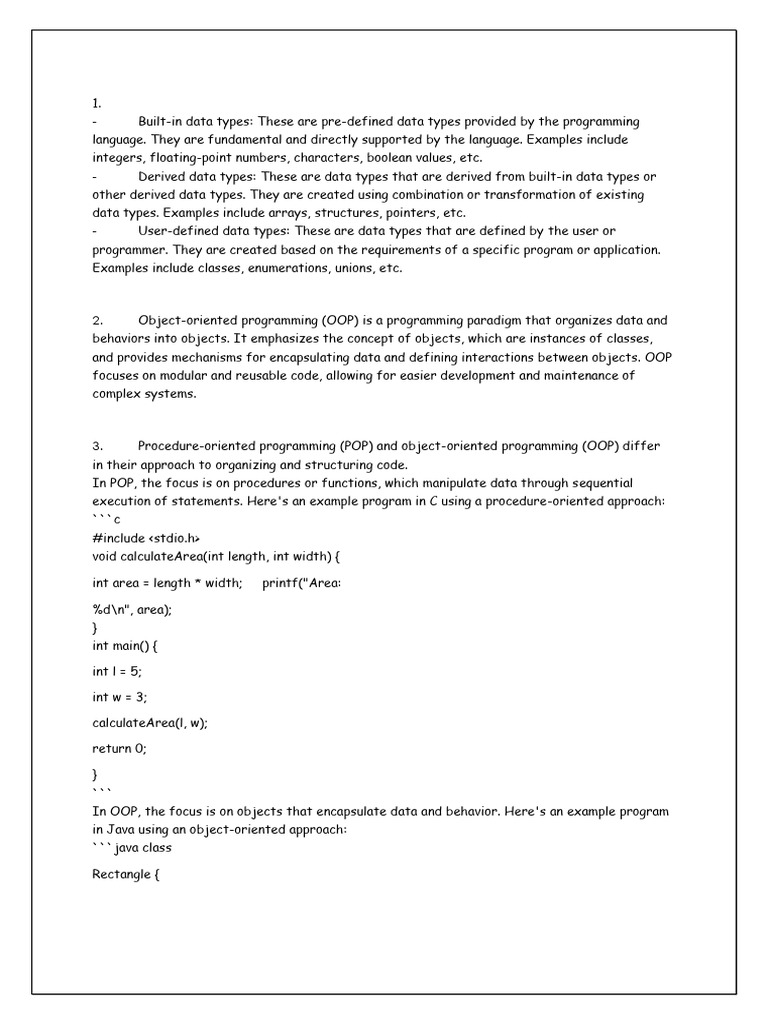Object Oriented Programming (Model Questions Sol) | PDF | Inheritance ... Object Oriented Programming (Model Questions Sol) | PDF | Inheritance ...