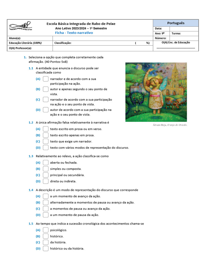 Ficha_ Texto narrativo | PDF | Contos