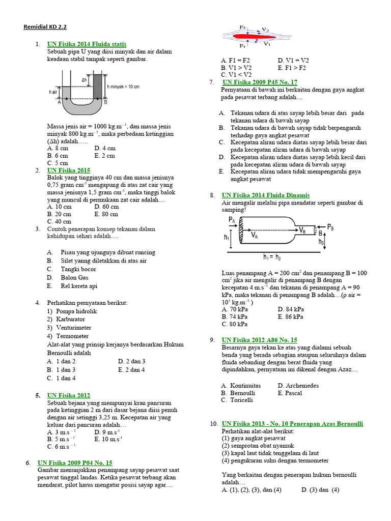 Soal dan Pembahasan Fluida Dinamis | PDF