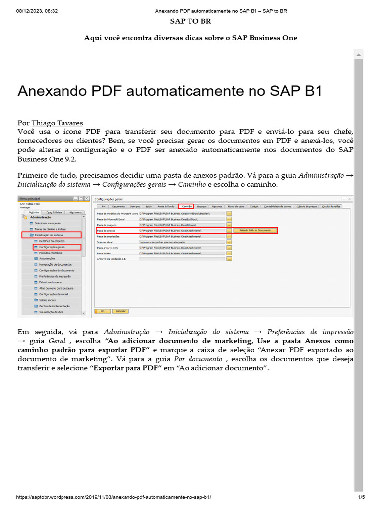 Anexando PDF Automaticamente No SAP B1 | PDF | Informática