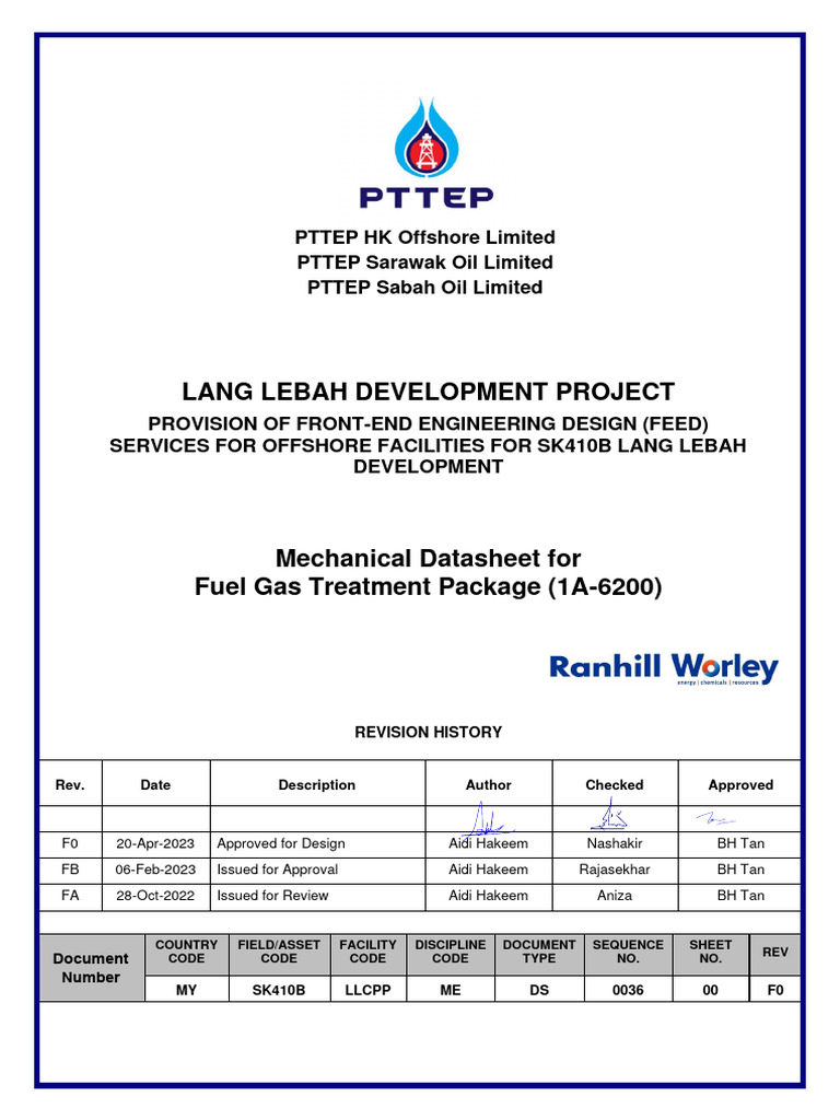 MY-SK410B-LLCPP-ME-DS-0036-00 Rev F0 - Fuel Gas Treatment | PDF | Pipe ...