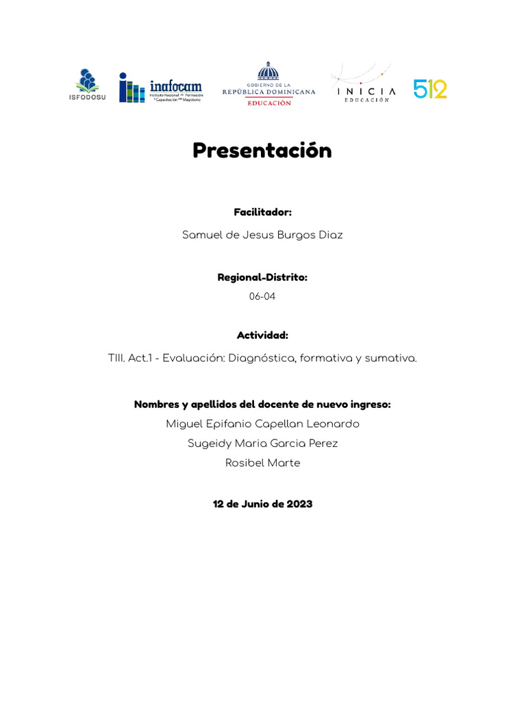 Evaluacion Diagnostica Formativa Y Sumativa Pdf 1334