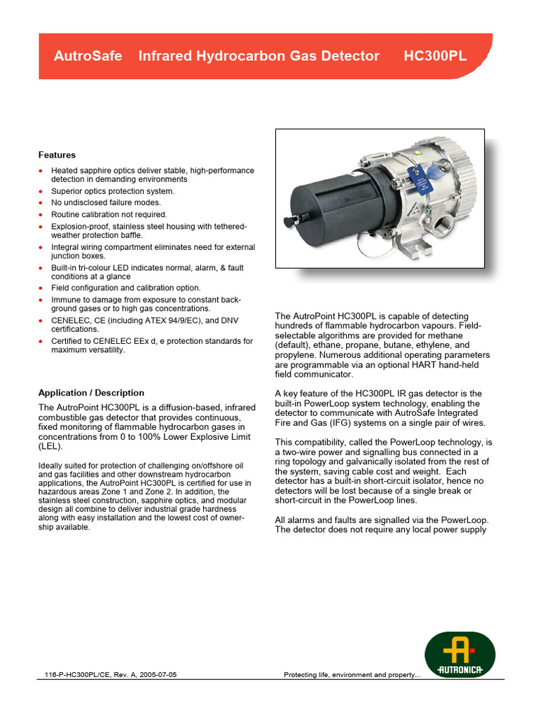 AutroPoint HC300PL Gas Detector Overview | PDF | Hydrocarbons | Gases