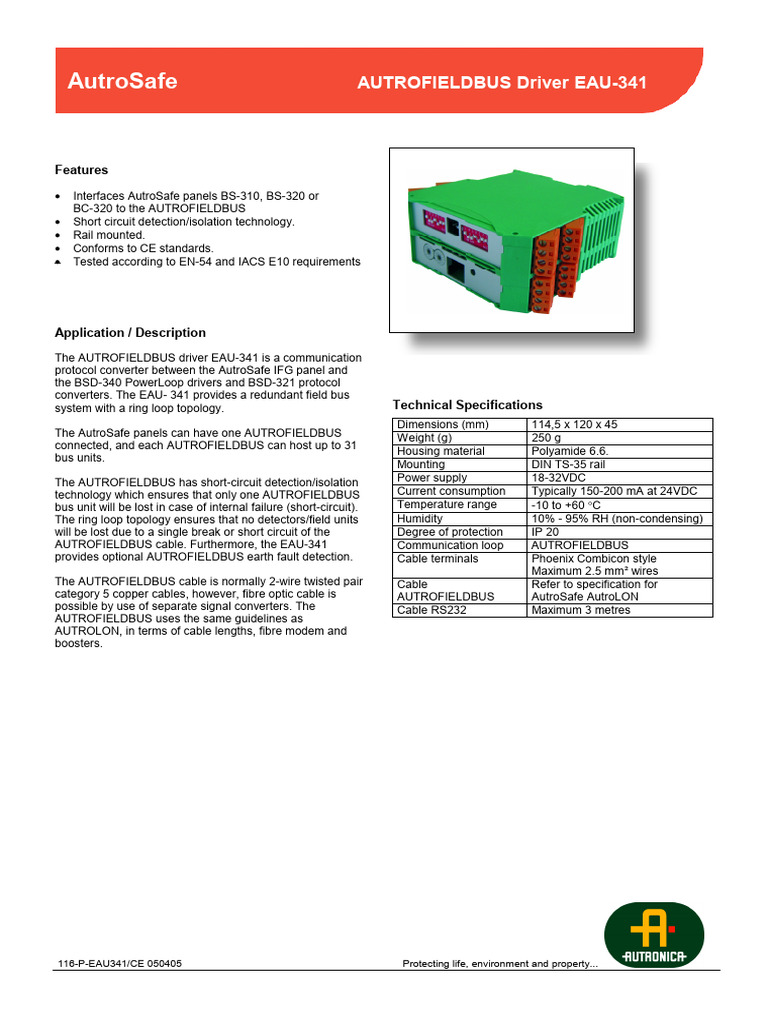 AUTROFIELDBUS Driver EAU-341 Overview | PDF | Network Topology ...