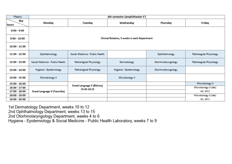 6th Semester Timetable | PDF
