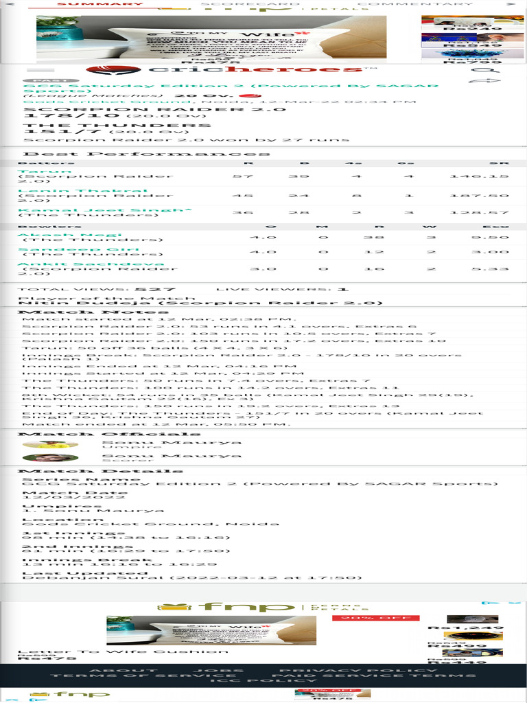 Scorpion Raider 2.0 Vs The Thunders GCG Saturday Edition 2 (Powered by ...