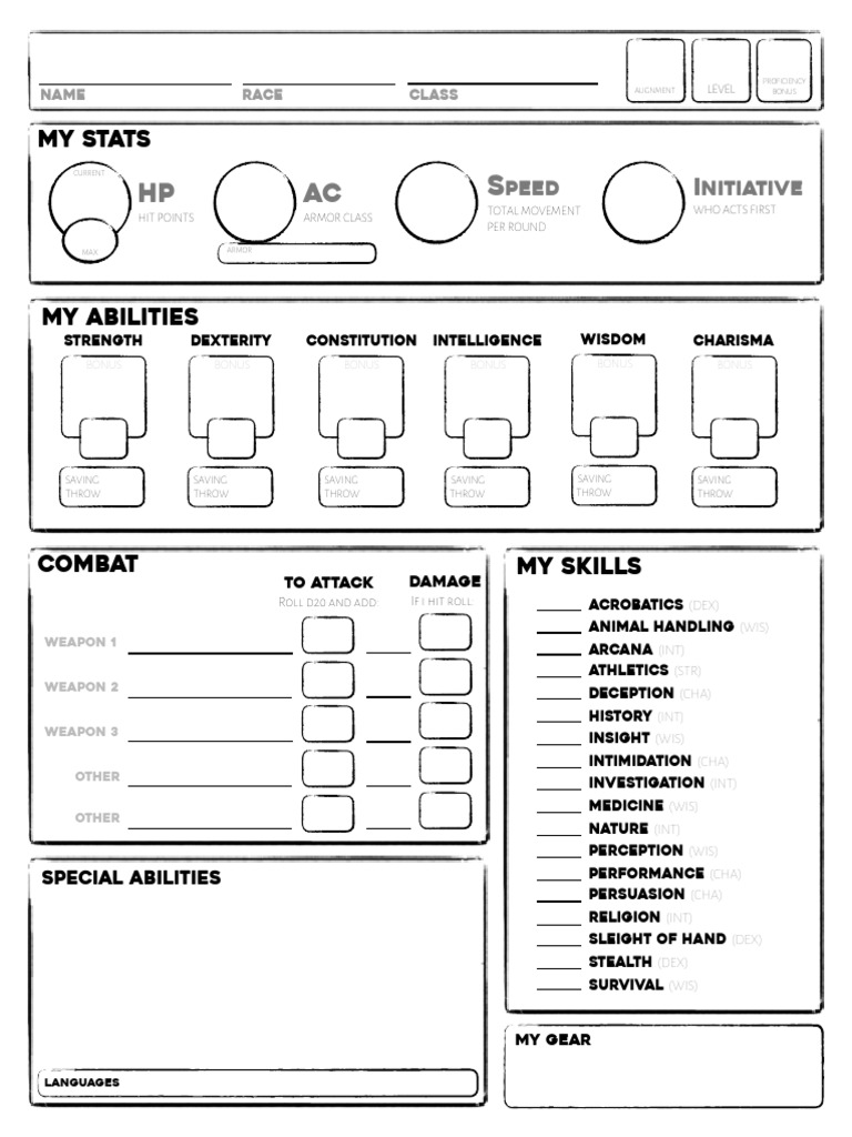 Simple Character Sheet | PDF