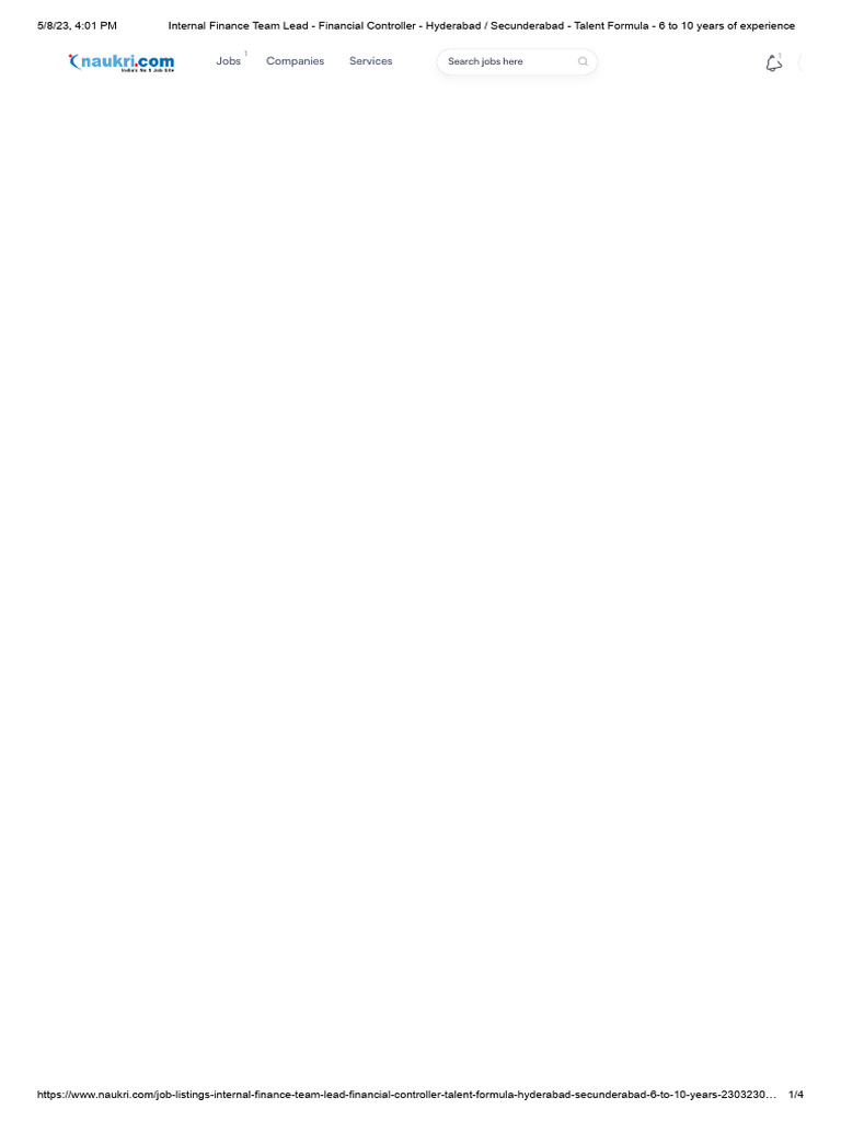 Internal Finance Team Lead - Financial Controller - Hyderabad ...