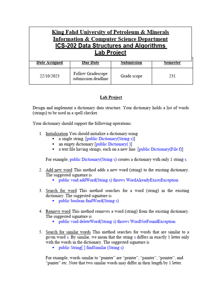 231 ICS202 Labproject Description | PDF | String (Computer Science) | Filename