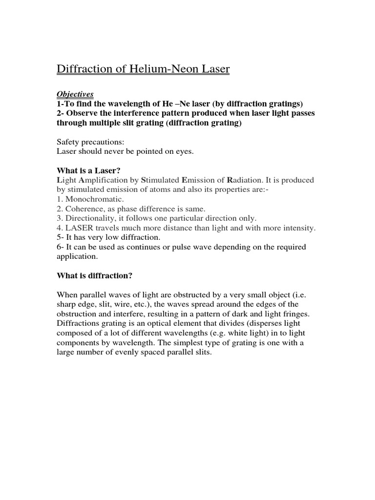 Exp. 5 Laser | PDF | Diffraction | Wavelength