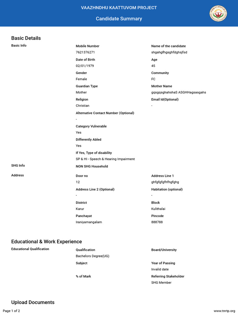 Candidate Details | PDF